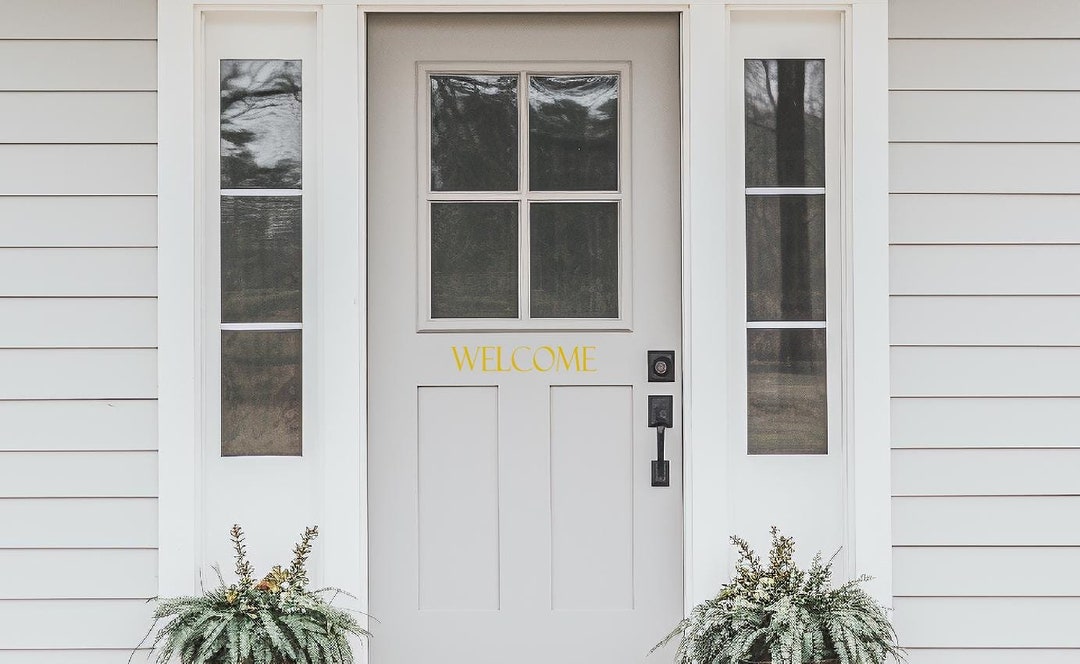 Welcome Door Decal, Welcome Front Door Vinyl Sticker, Front Door Sign ...