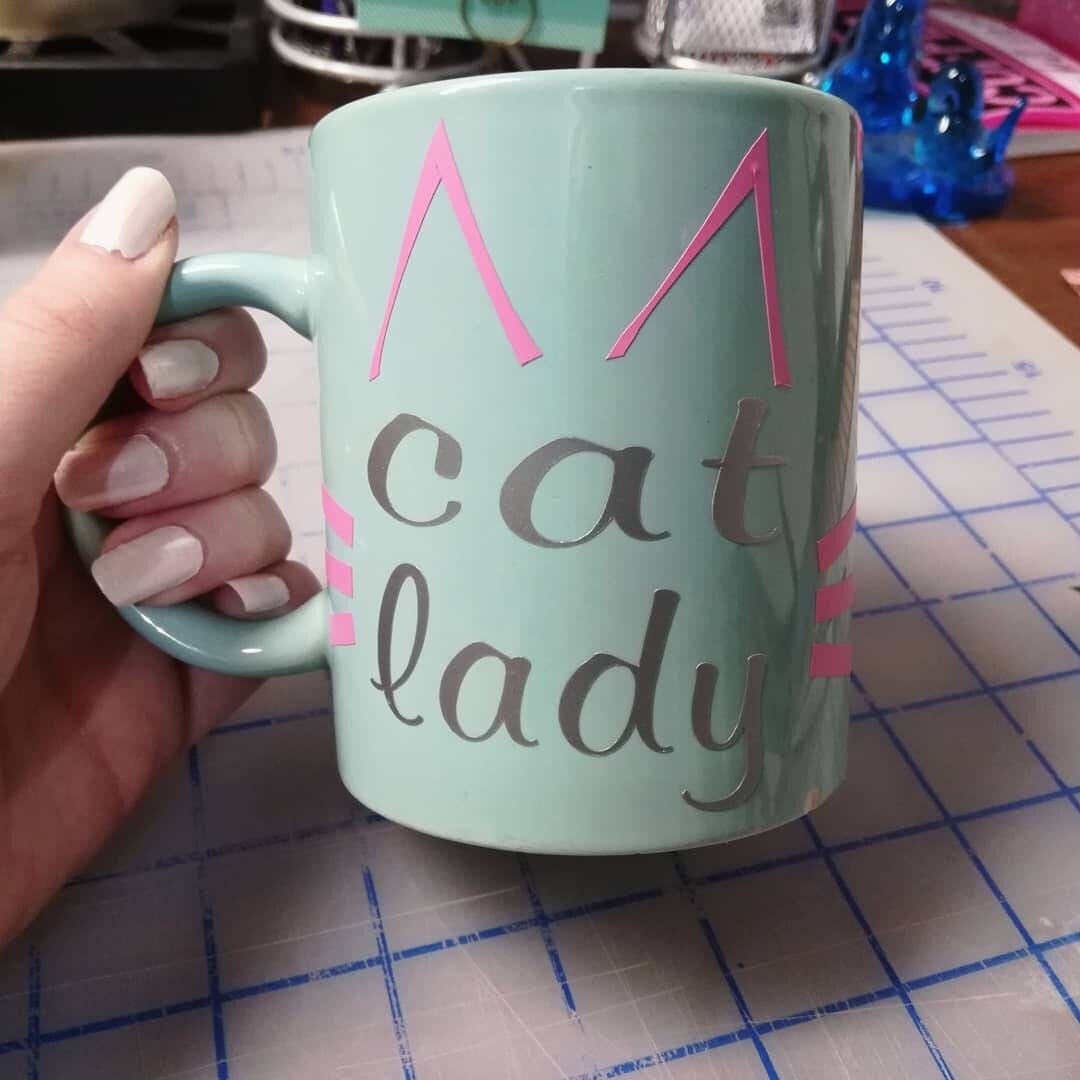 Cat Lady Mug Decal, Cat Mug Sticker, Custom Mug Decal, Cat Lady, Cat ...