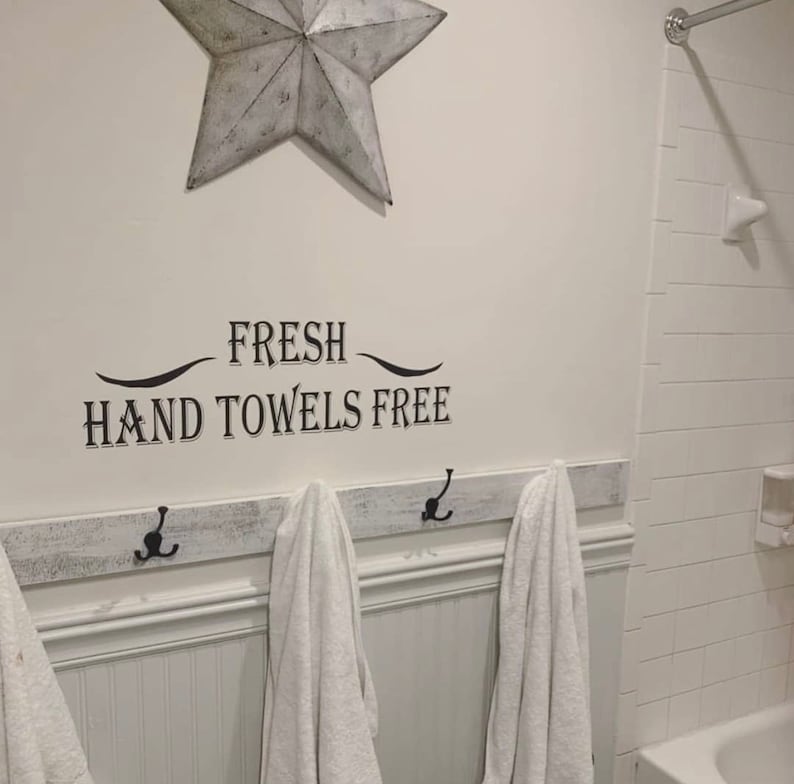 Vintage Bathroom Signs, Fresh Hand Towels Free, Bathroom Wall Decals ...