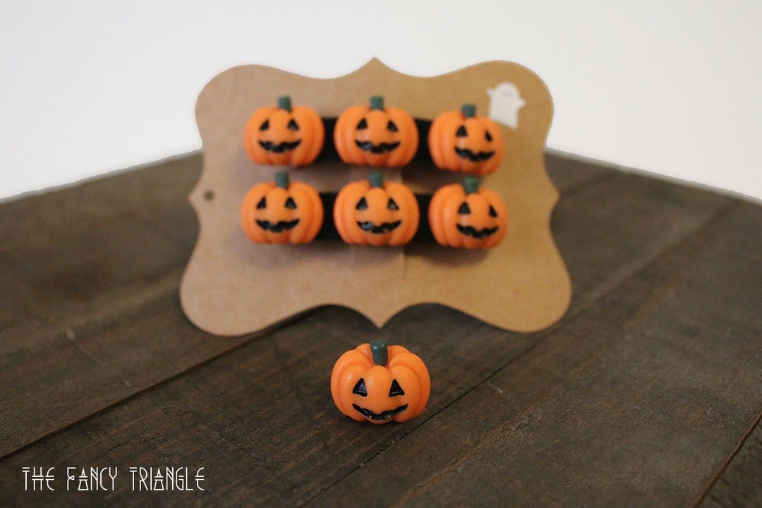 Pumpkin Jack-o'-lantern Hair Clips + Matching Pumpkin Pin | Halloween ...