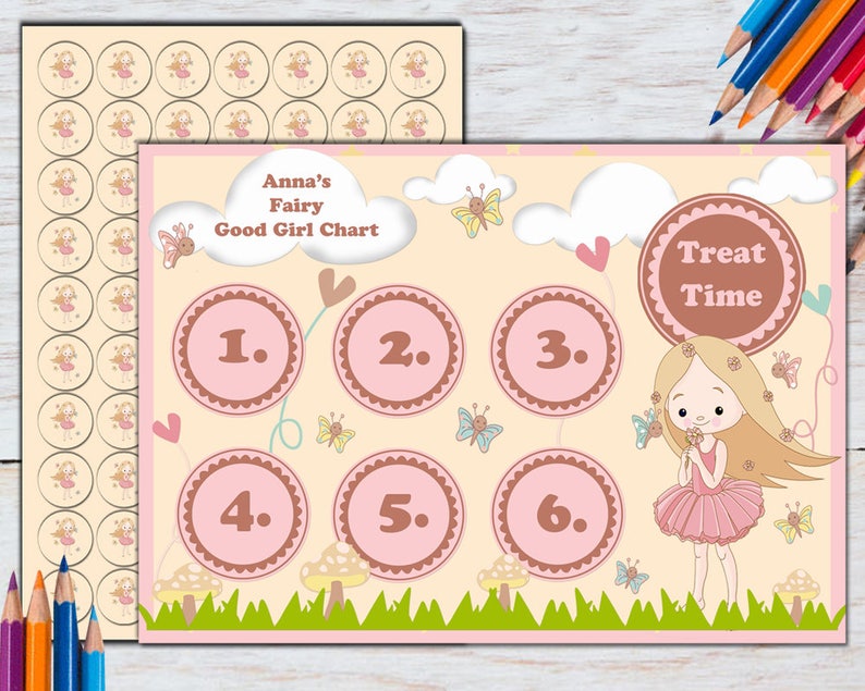 Reward Chart With Sticker, Toddler, Girl, Homework, Fairy, Routine ...