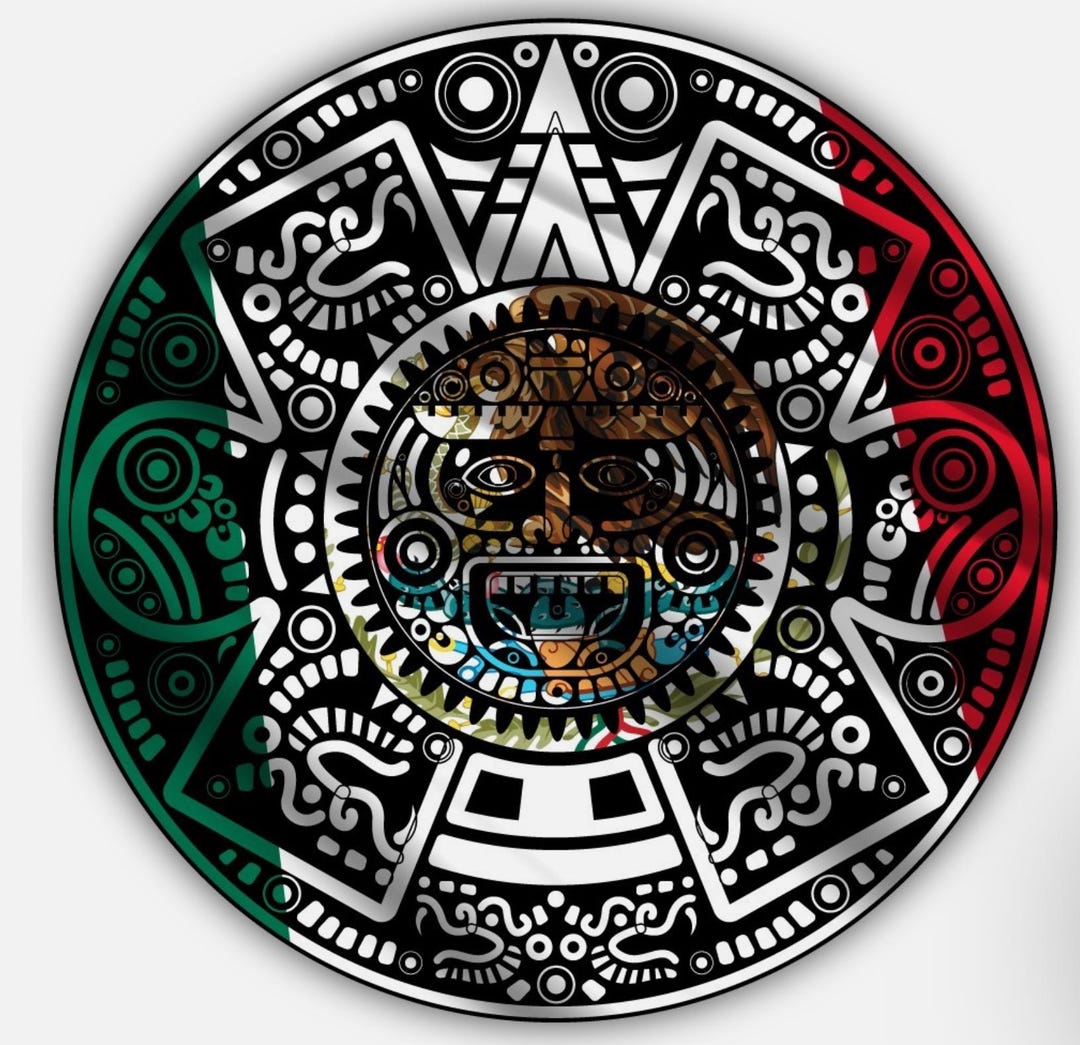 Mexican Flag Aztec Calendar Cut to Shape Vinyl Sticker - Etsy