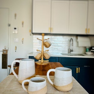 Round Bottom Mugs Handmade Ceramic Kitchenware White and - Etsy