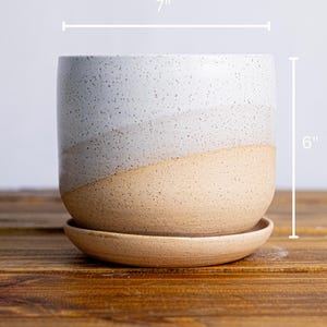Round Bottom Planter and Saucer - Handmade Ceramic Planter- Size ...