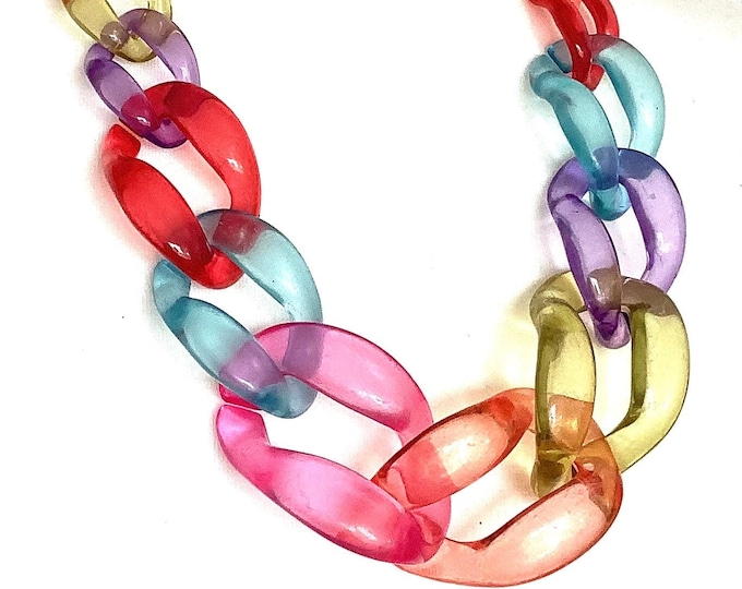 Chunky Multi-coloured Acrylic Chain Statement Necklace - Etsy