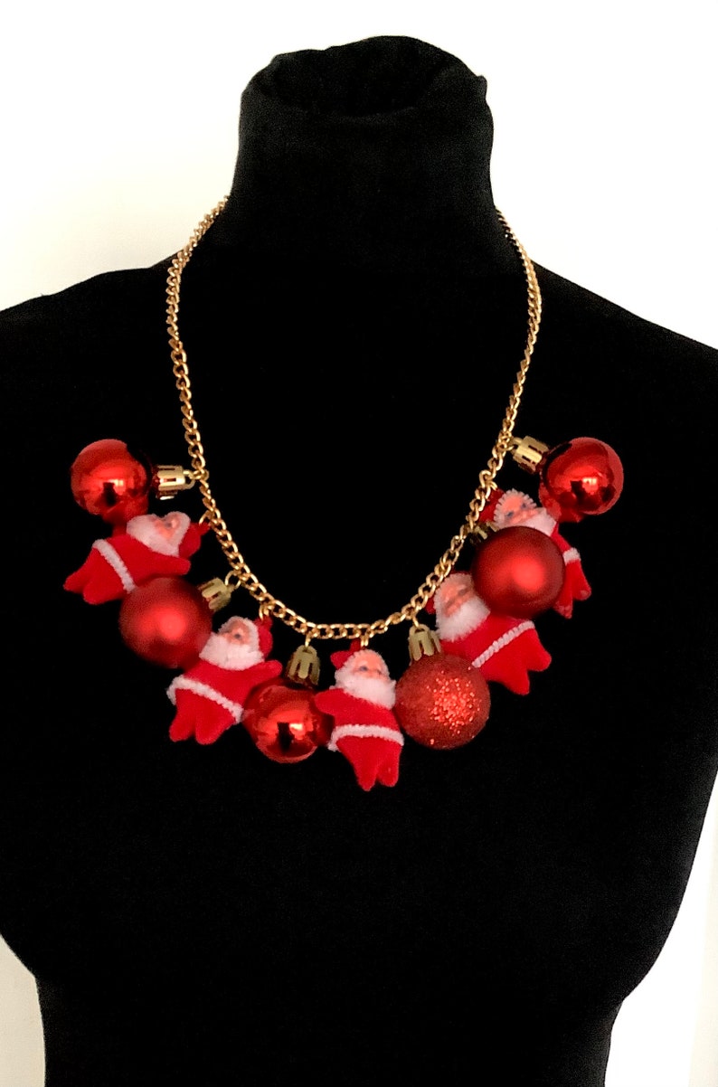 Red Santa Claus Father Christmas Fun Festive Handmade Necklace - Etsy