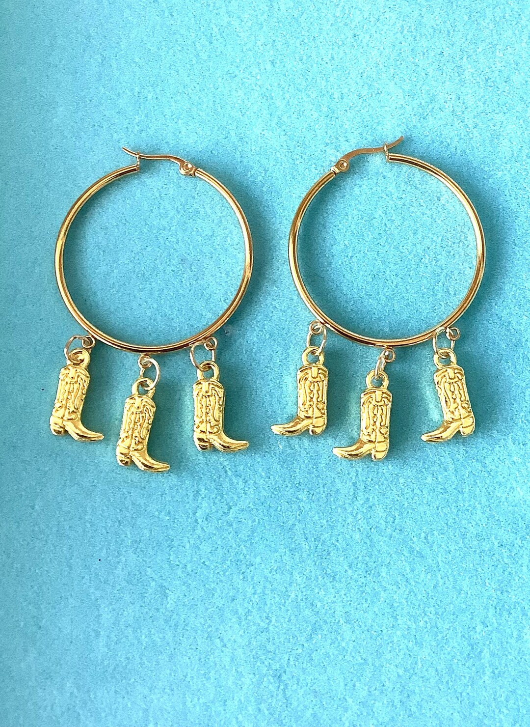 Cowboy Boots Charm Hoop Earrings Etsy Gifts Giftmode - Etsy