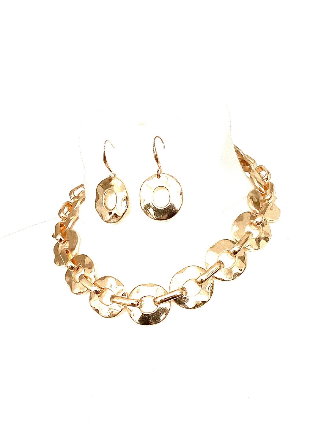 Vintage 90s Gold Disc Chain Necklace and Earrings Set - Etsy