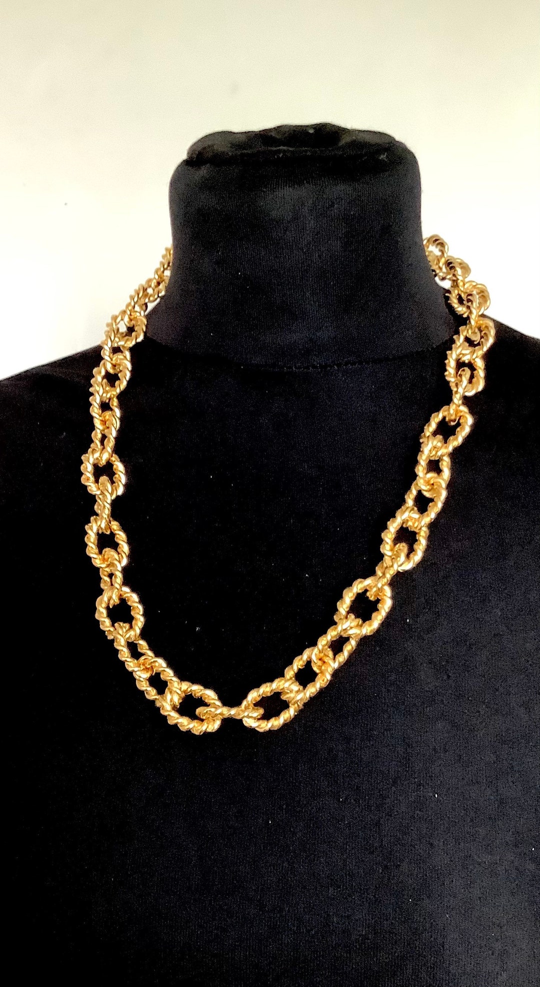Vintage 80s Chunky Gold Chain Necklace - Etsy
