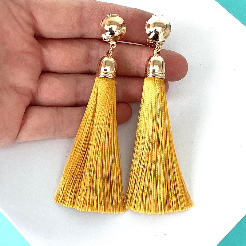 Yellow Tassel Earring - Etsy