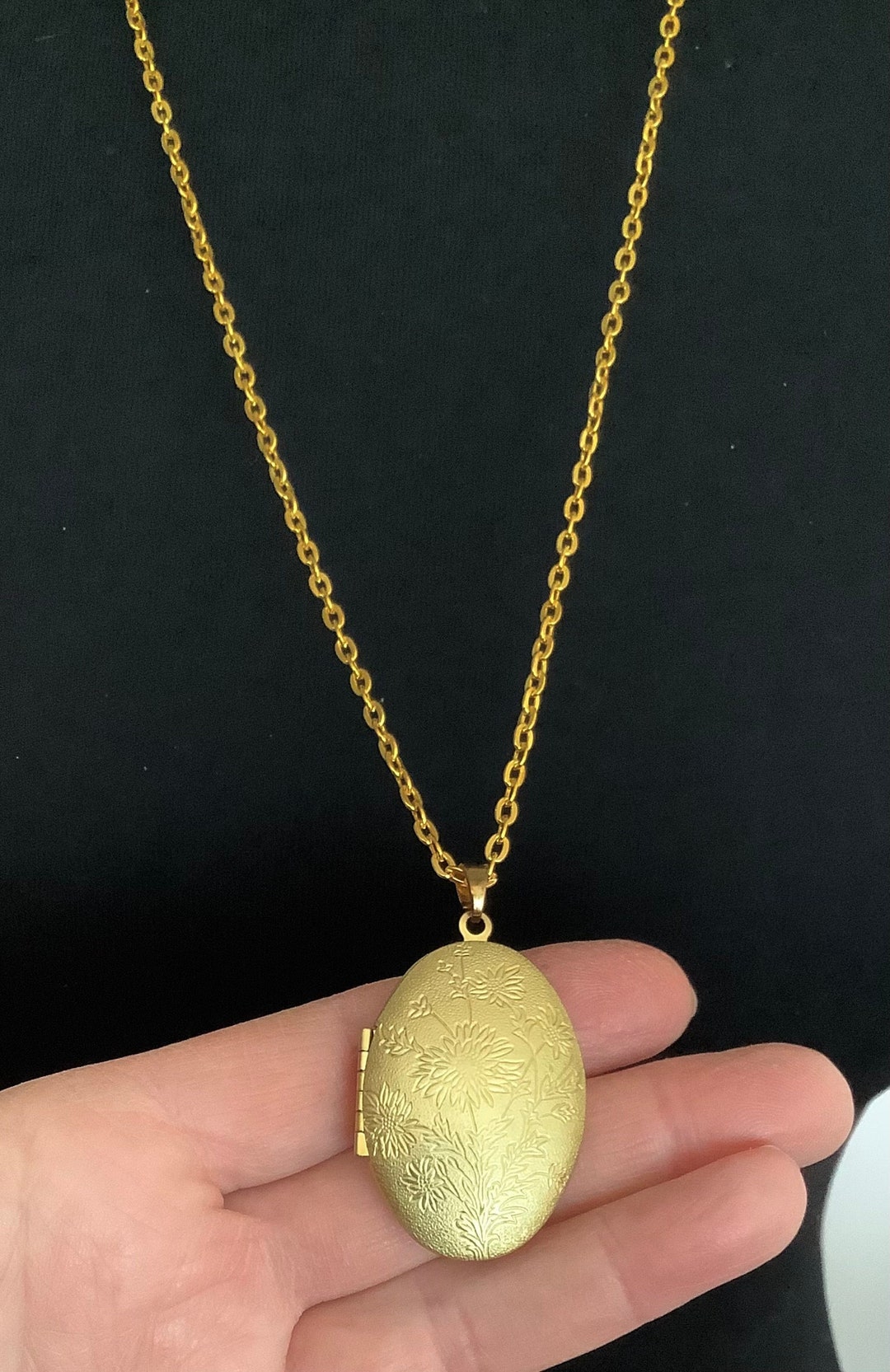 Long Gold Locket and Chain Handmade Necklace - Etsy