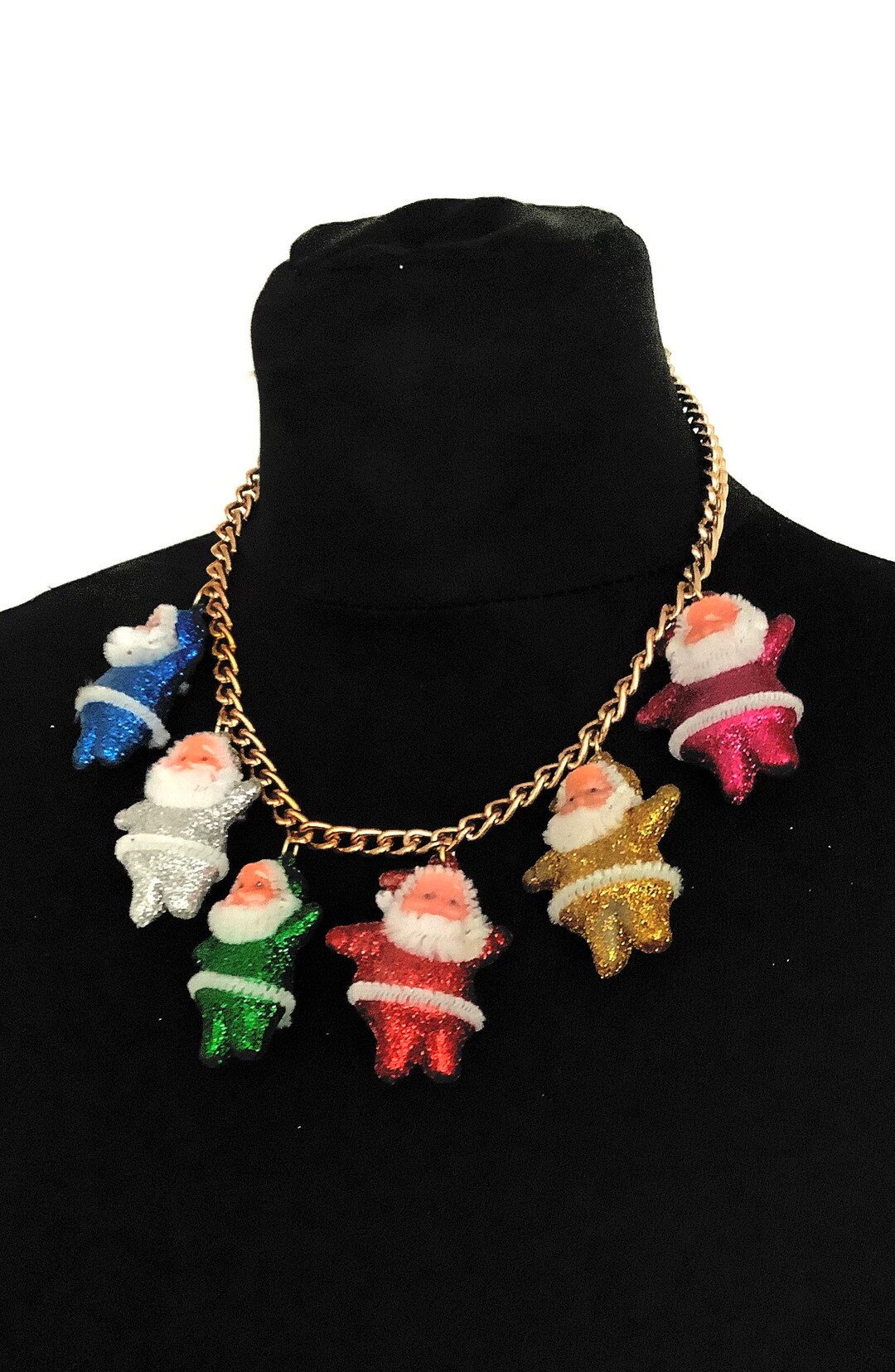 Glitter Santa Claus Handmade Father Christmas Statement Necklace - Etsy
