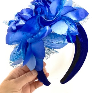 Royal Blue Floral Padded Headband Fascinator Weddings Races - Etsy