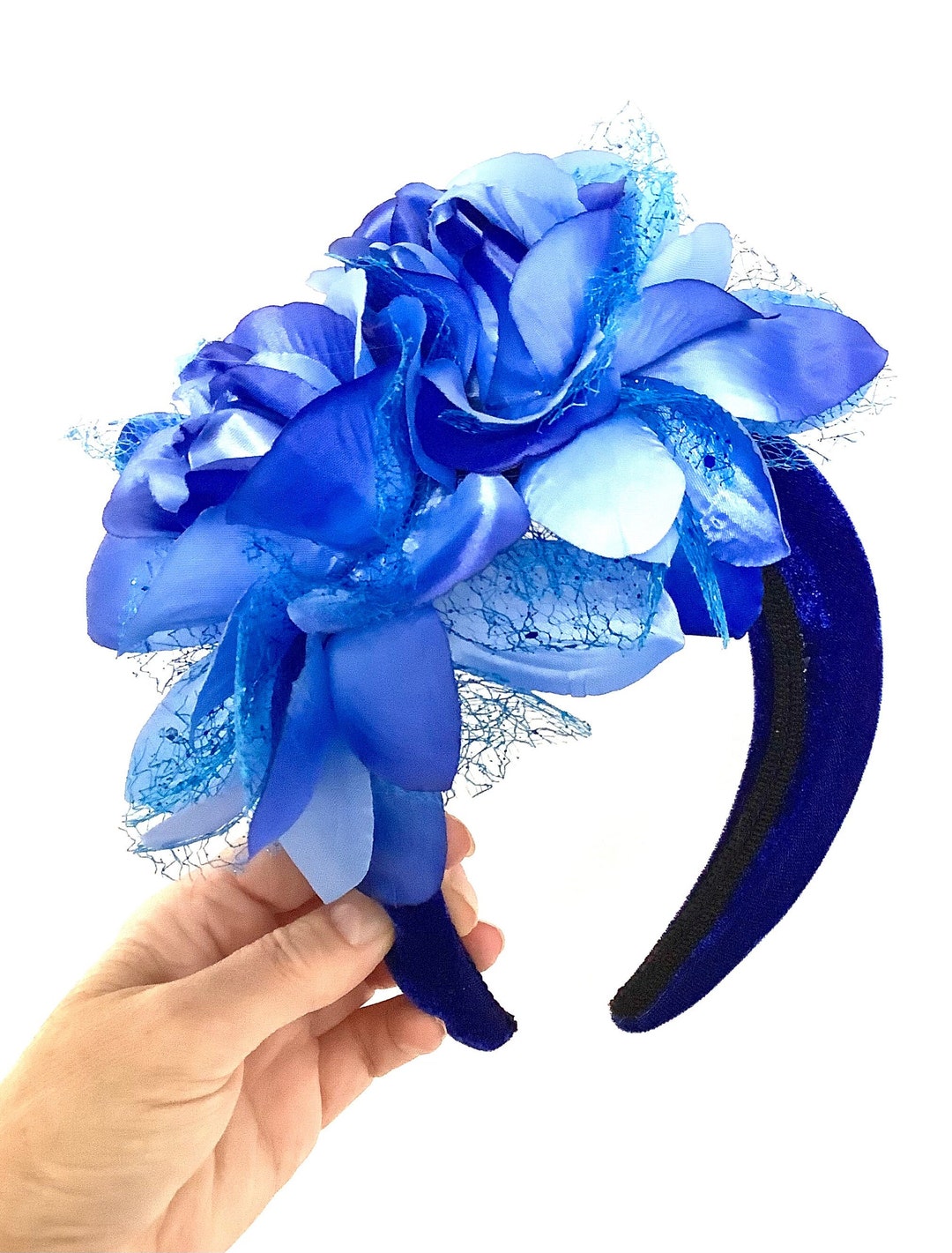Royal Blue Floral Padded Headband Fascinator Weddings Races - Etsy
