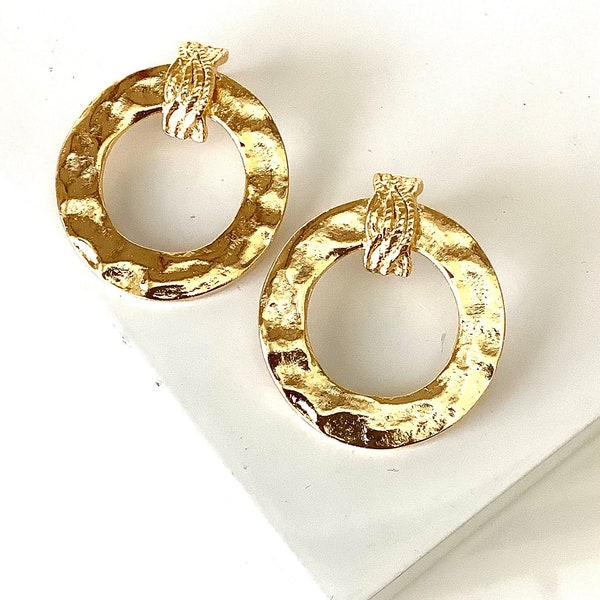 90s Gold Hoop Earrings - Etsy