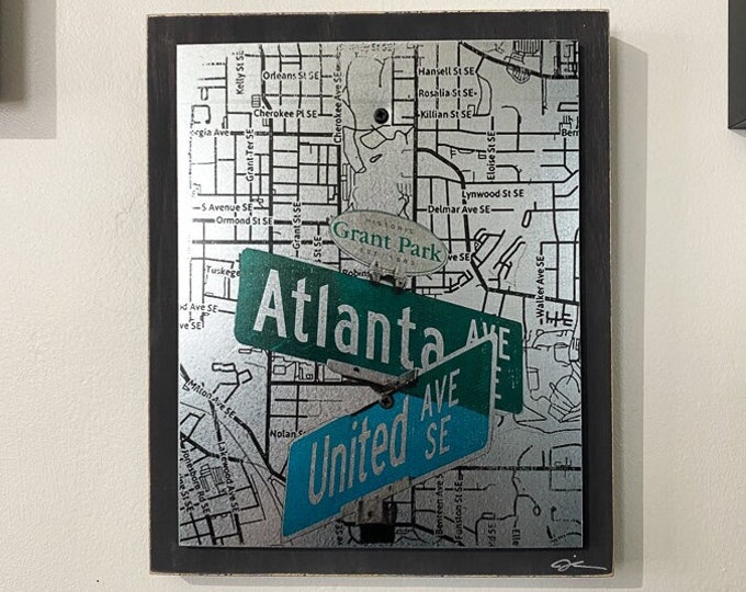 Steel & Wood Atlanta United Street Sign, Metal Atlanta United Map ...