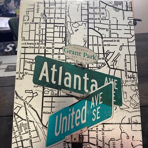 Steel & Wood Atlanta United Street Sign, Metal Atlanta United Map ...
