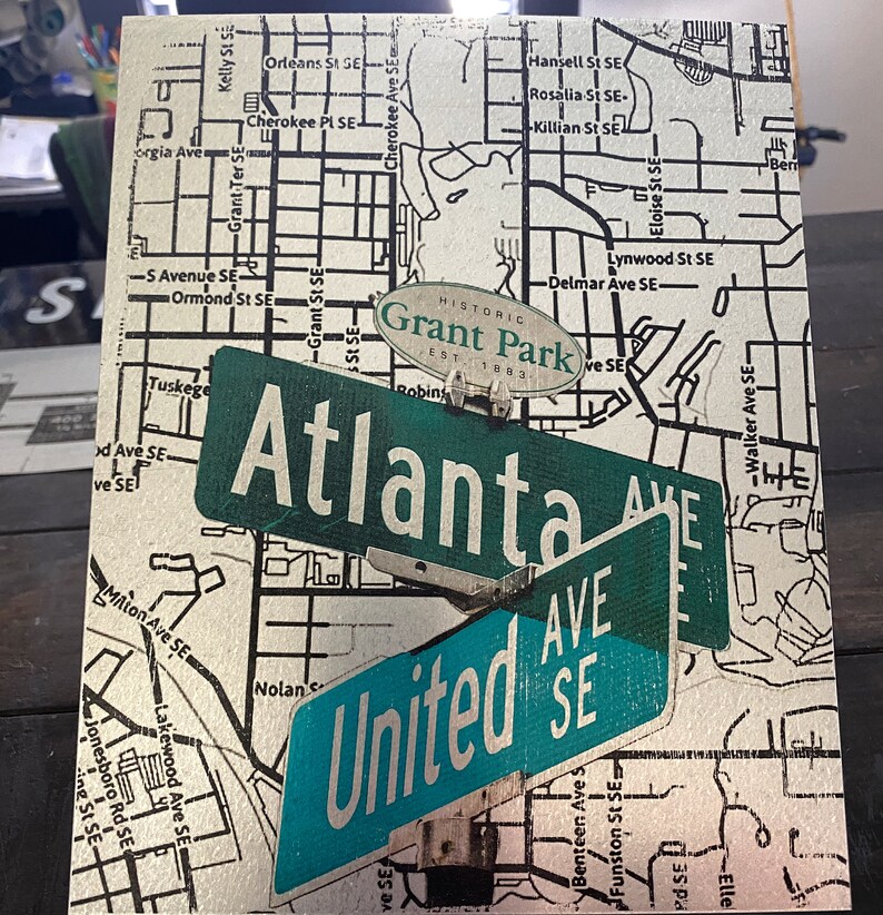 Steel & Wood Atlanta United Street Sign, Metal Atlanta United Map ...