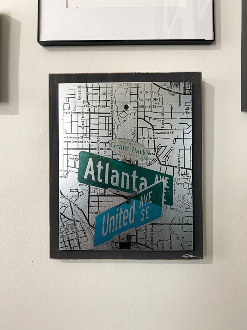 Steel & Wood Atlanta United Street Sign, Metal Atlanta United Map ...