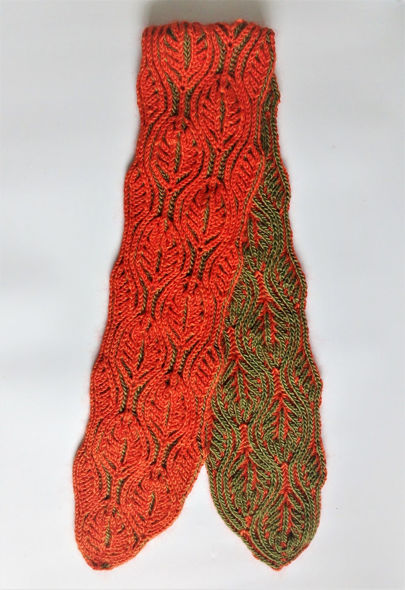 Scarf Knitting Pattern - Two Color Brioche Stitch in Aran Weight Yarn ...