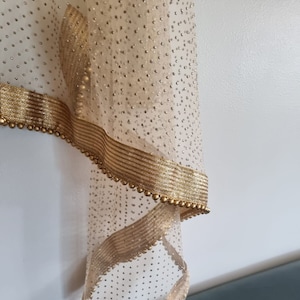 Golden Net Dupatta With Beaded Border. Indian Dupatta for Women With ...