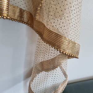 Golden Net Dupatta With Beaded Border. Indian Dupatta for Women With ...