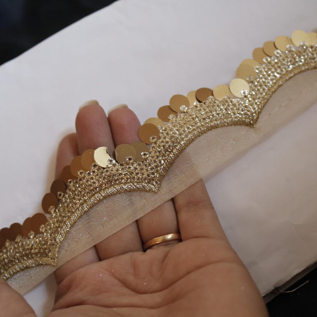 Gold Sequin Saree Border, Trims for Scrap Book, Edge Border for Sewing ...
