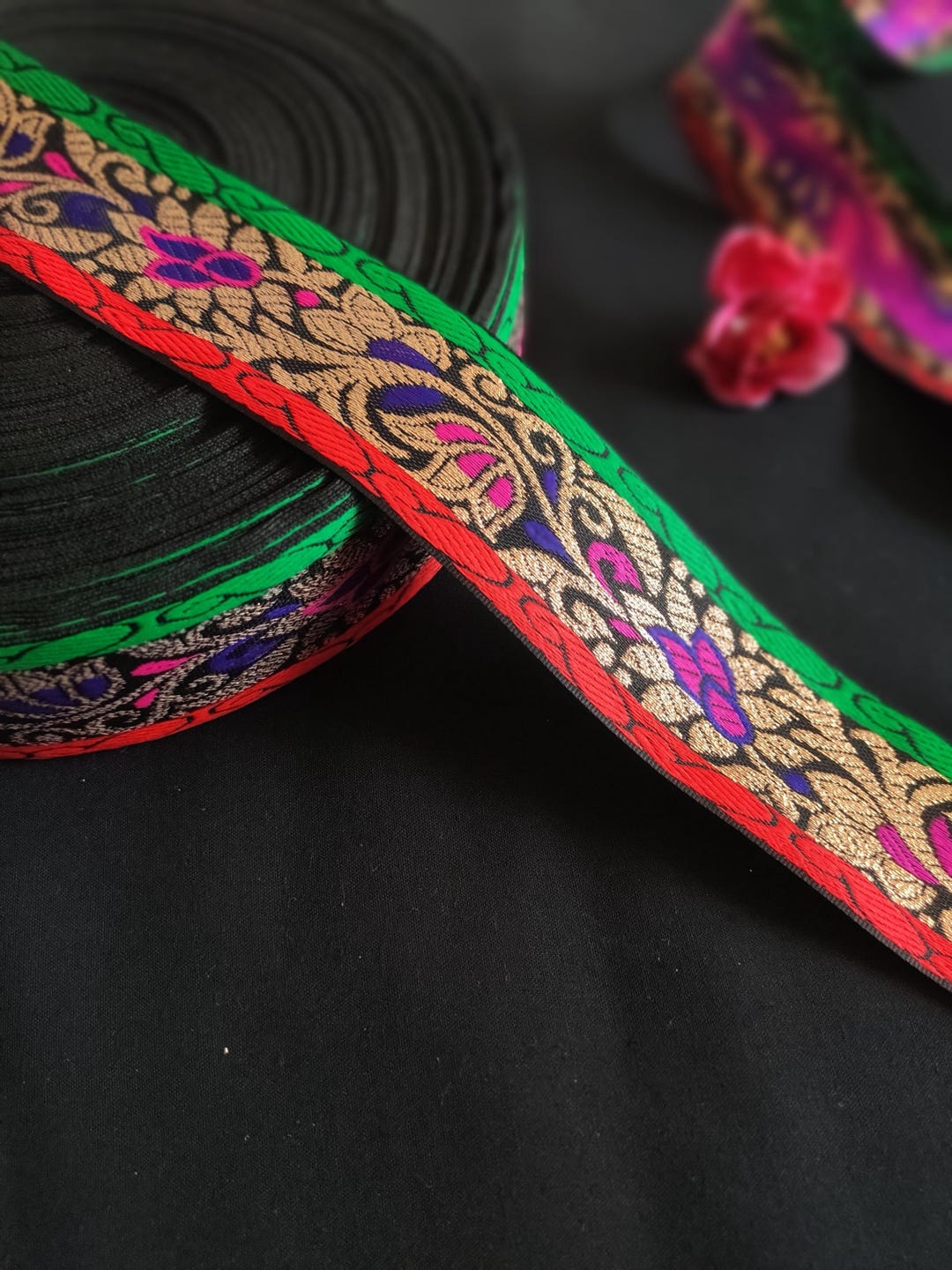 5 Yards Colorful Saree Border, Jacquard Indian Trim, Bollywood ...