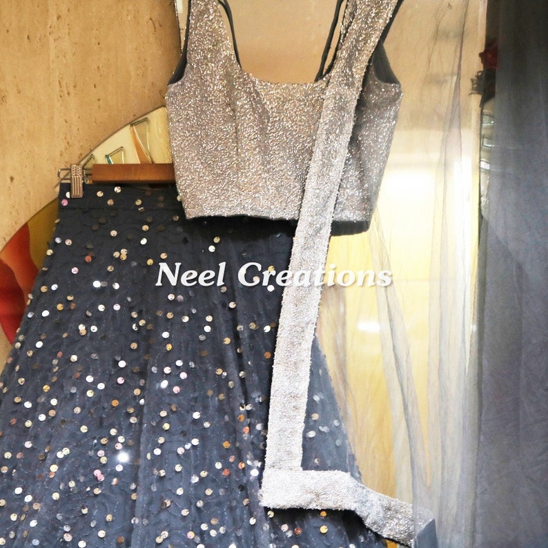 Grey Silver Lehenga Choli Dupatta Indian Designer Lengha - Etsy