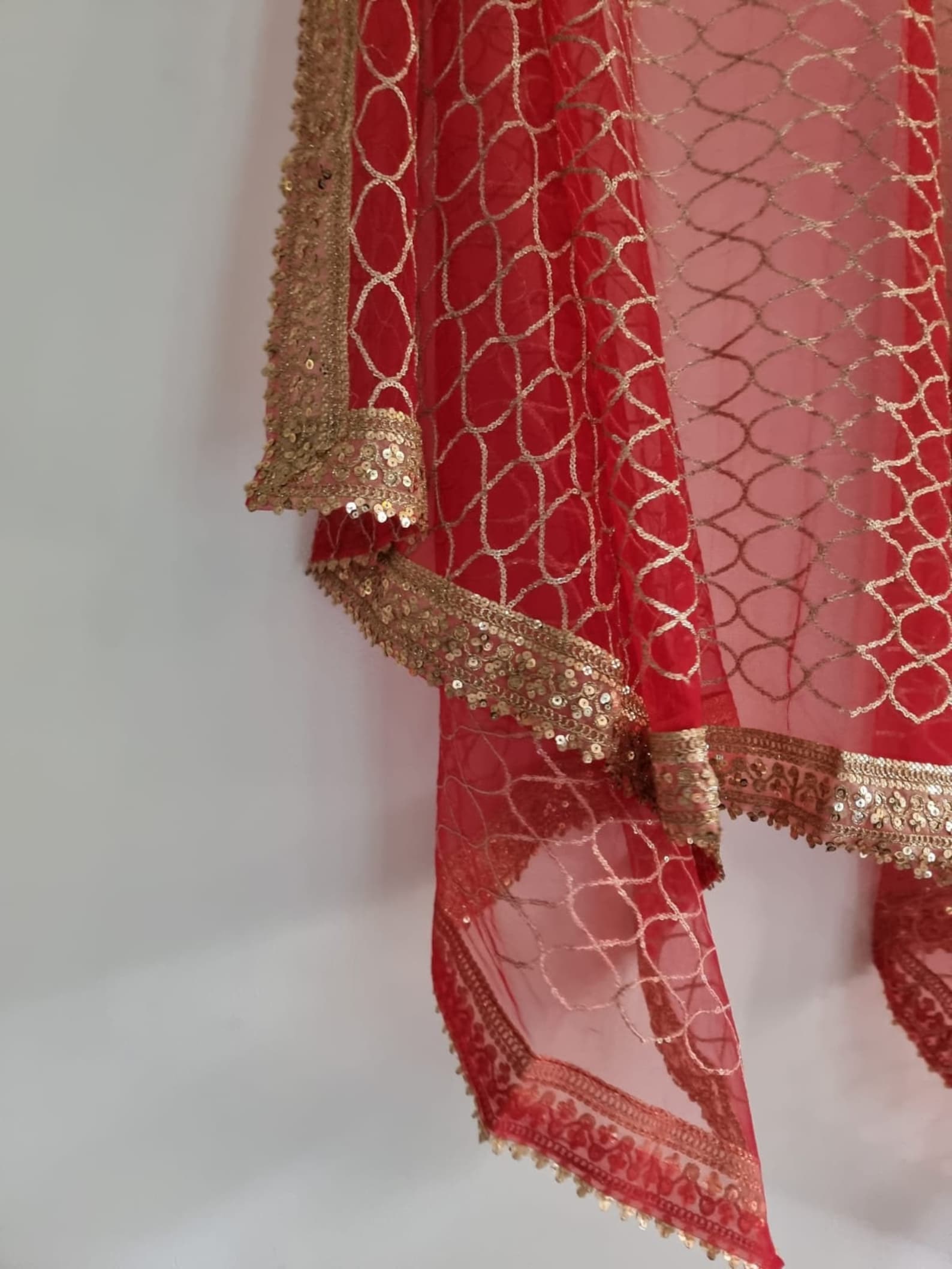 Red Dupatta With Sequin Border for Women. Indian Dupatta - Etsy