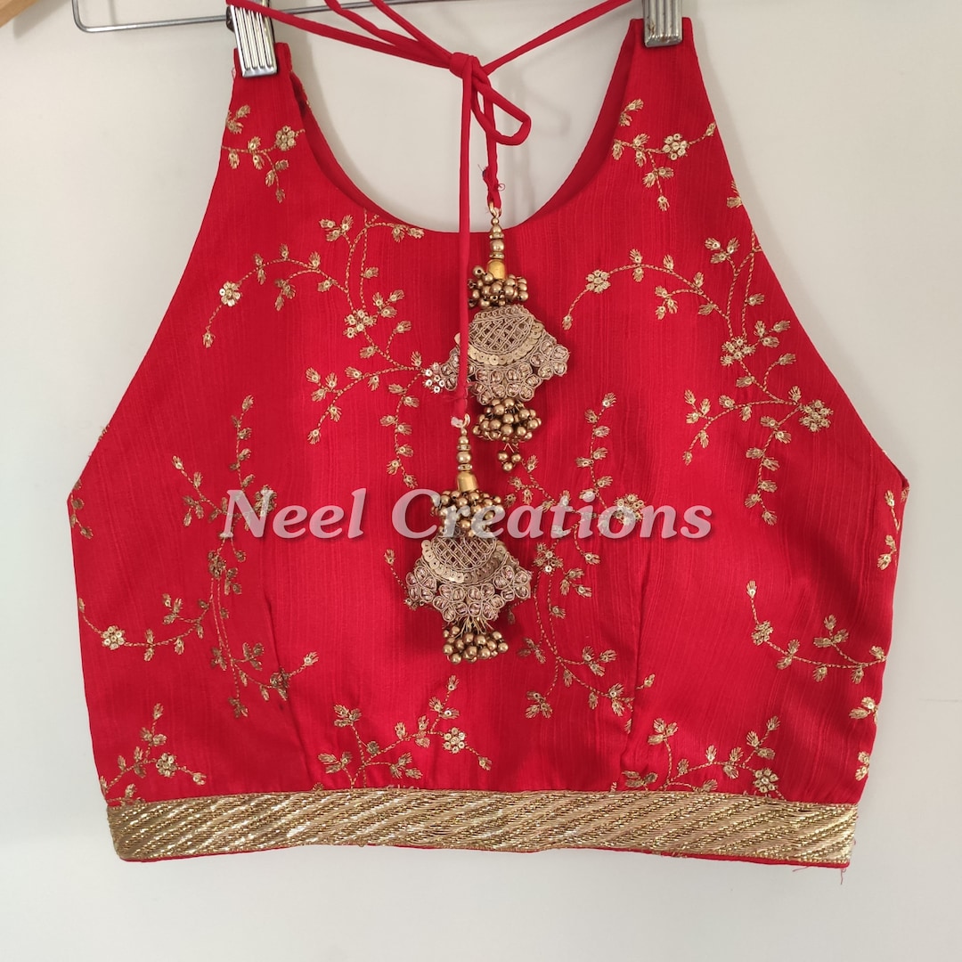 Red Embroidered Blouse. Custom Made Stitched Blouse for Women. - Etsy