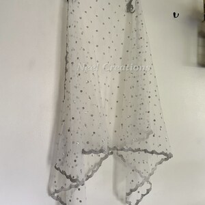 Silver White Indian Dupatta Party Wear Beaded Stone Border | Long Net ...