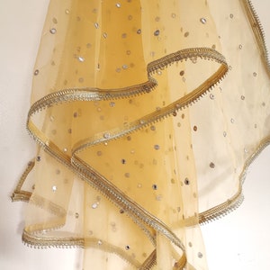 Yellow Indian Dupatta Party Wear | Long Net Embroidered Scarf | Punjabi ...