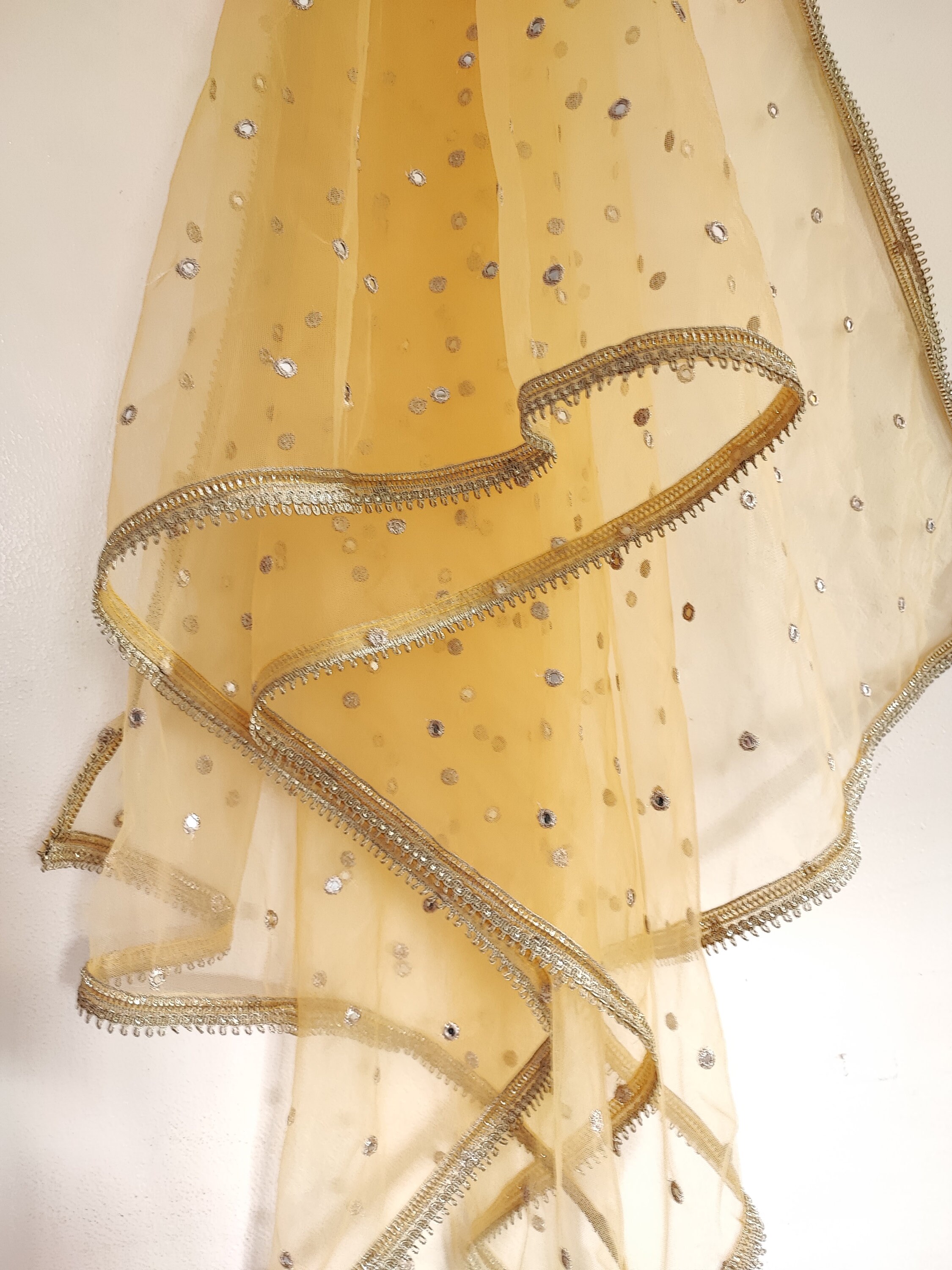 Yellow Indian Dupatta Party Wear | Long Net Embroidered Scarf | Punjabi ...