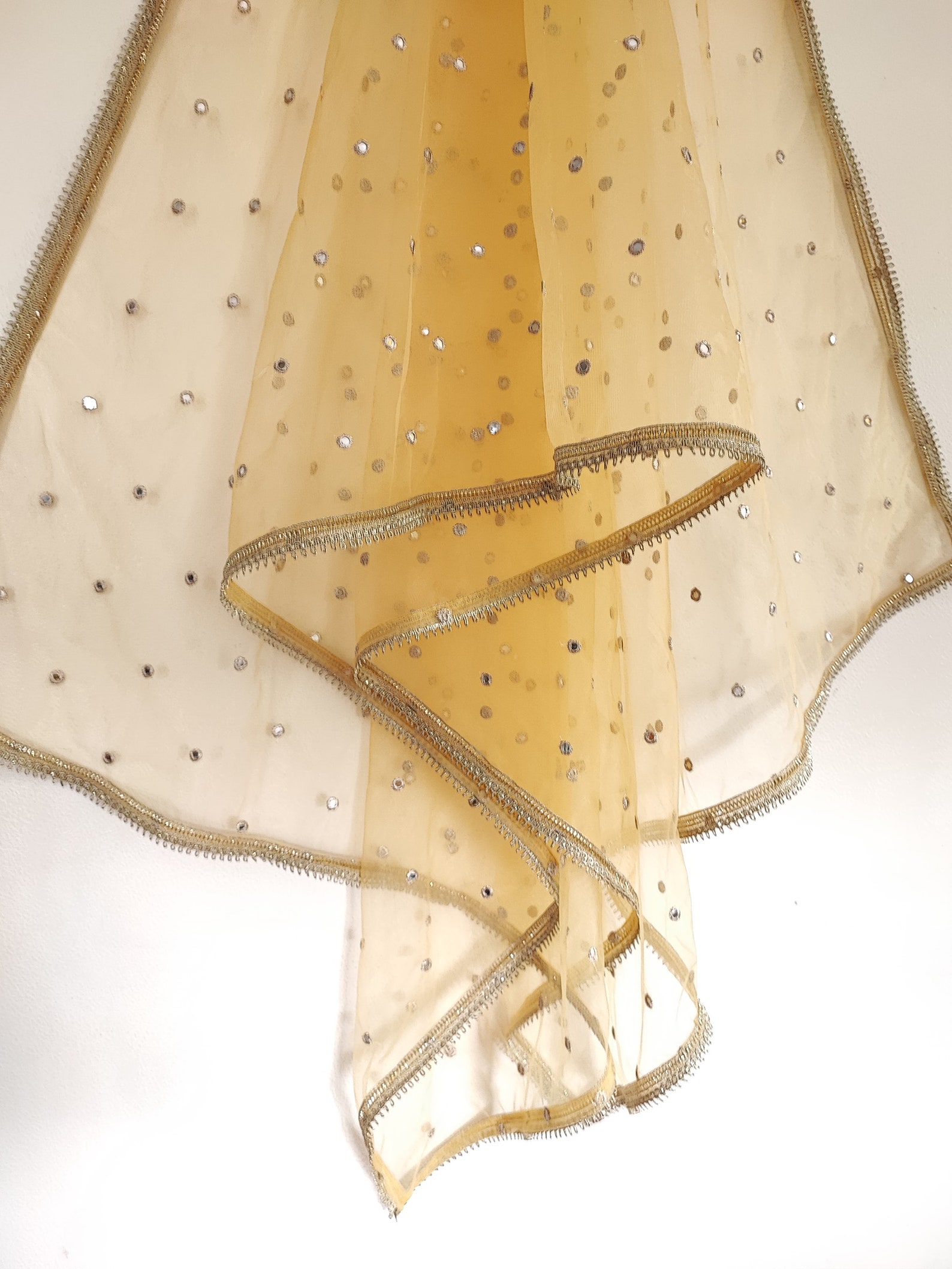 Yellow Indian Dupatta Party Wear | Long Net Embroidered Scarf | Punjabi ...