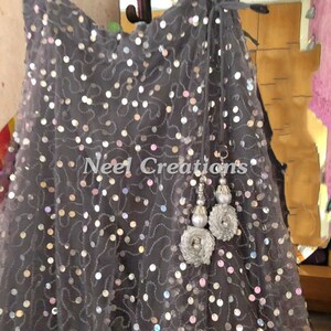 Grey Silver Lehenga Choli Dupatta Indian Designer Lengha Custom ...