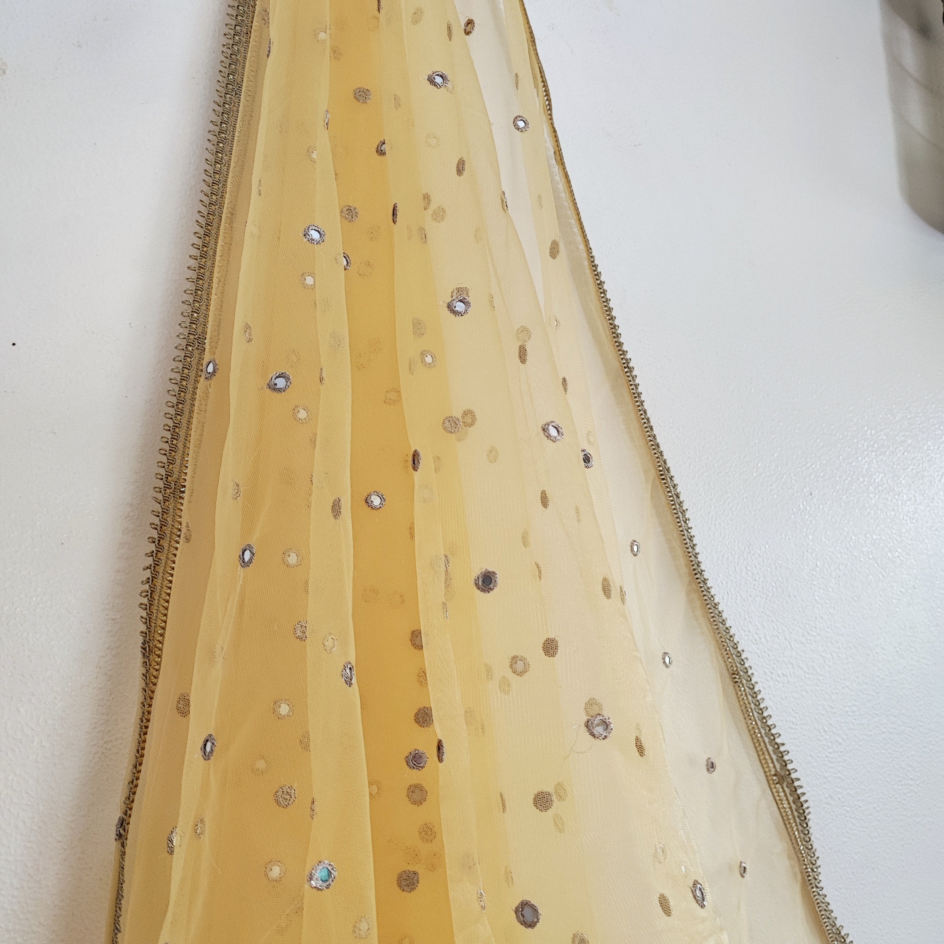 Yellow Indian Dupatta Party Wear | Long Net Embroidered Scarf | Punjabi ...