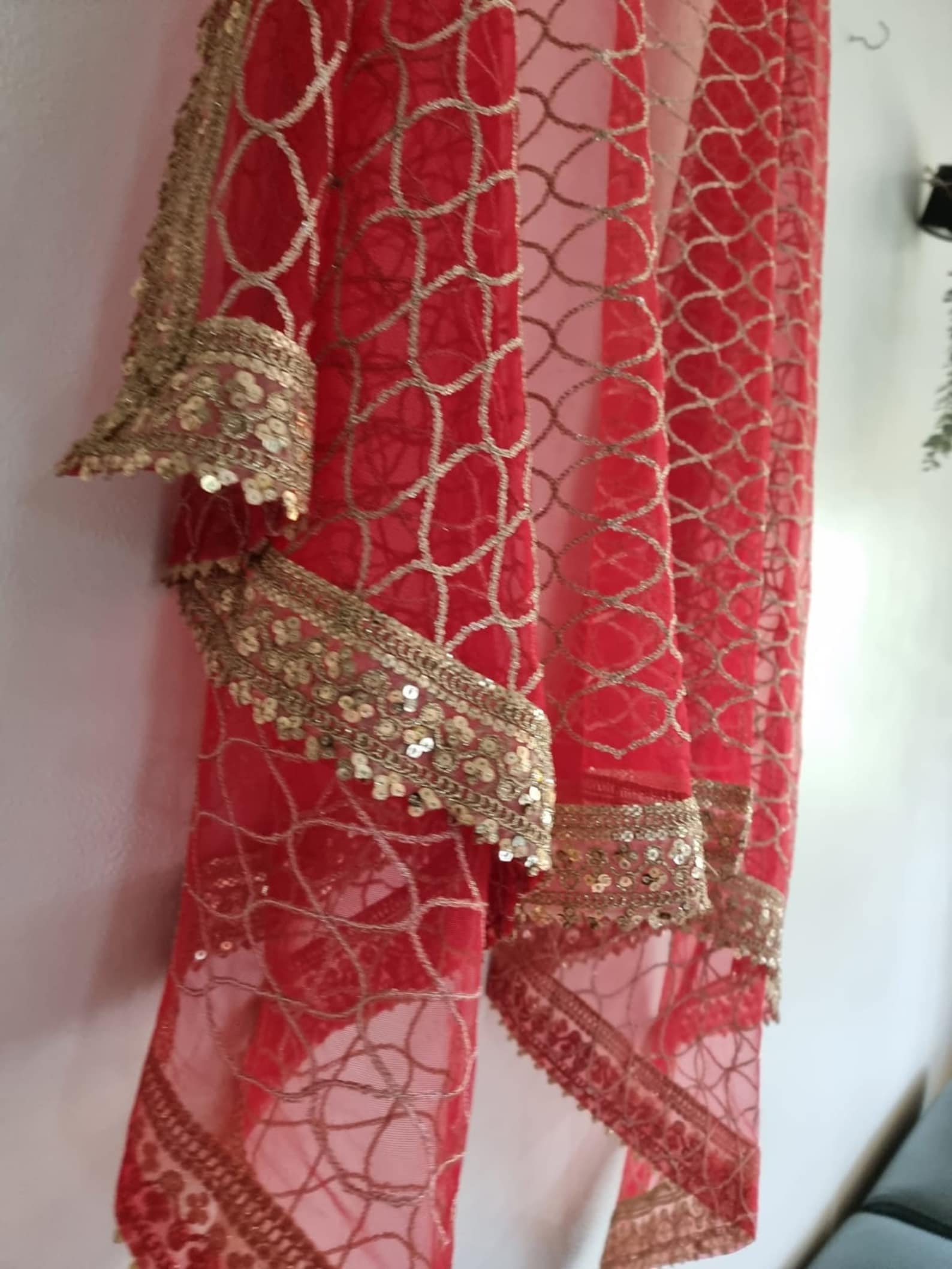 Red Dupatta With Sequin Border for Women. Indian Dupatta - Etsy