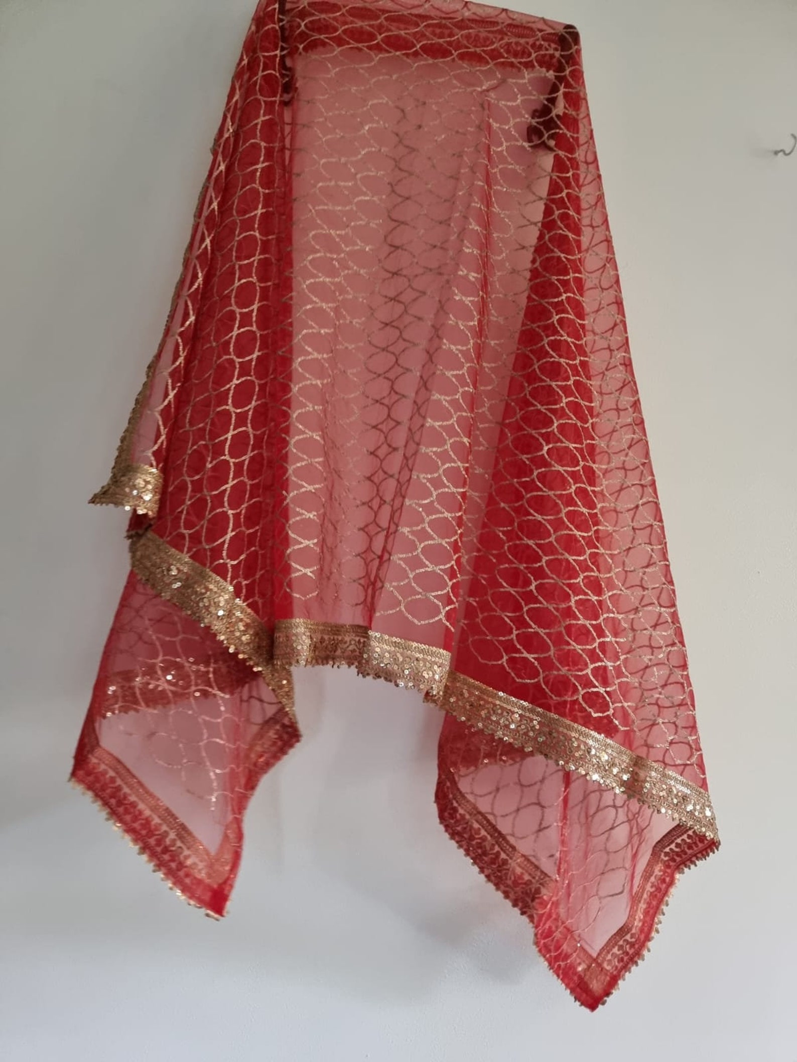 Red Dupatta With Sequin Border for Women. Indian Dupatta - Etsy
