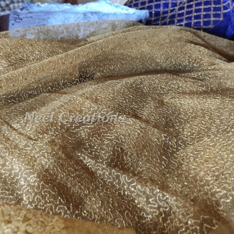 Sequin Embroidered Golden Tulle Fabric, Dressmaking, Crafts - Etsy