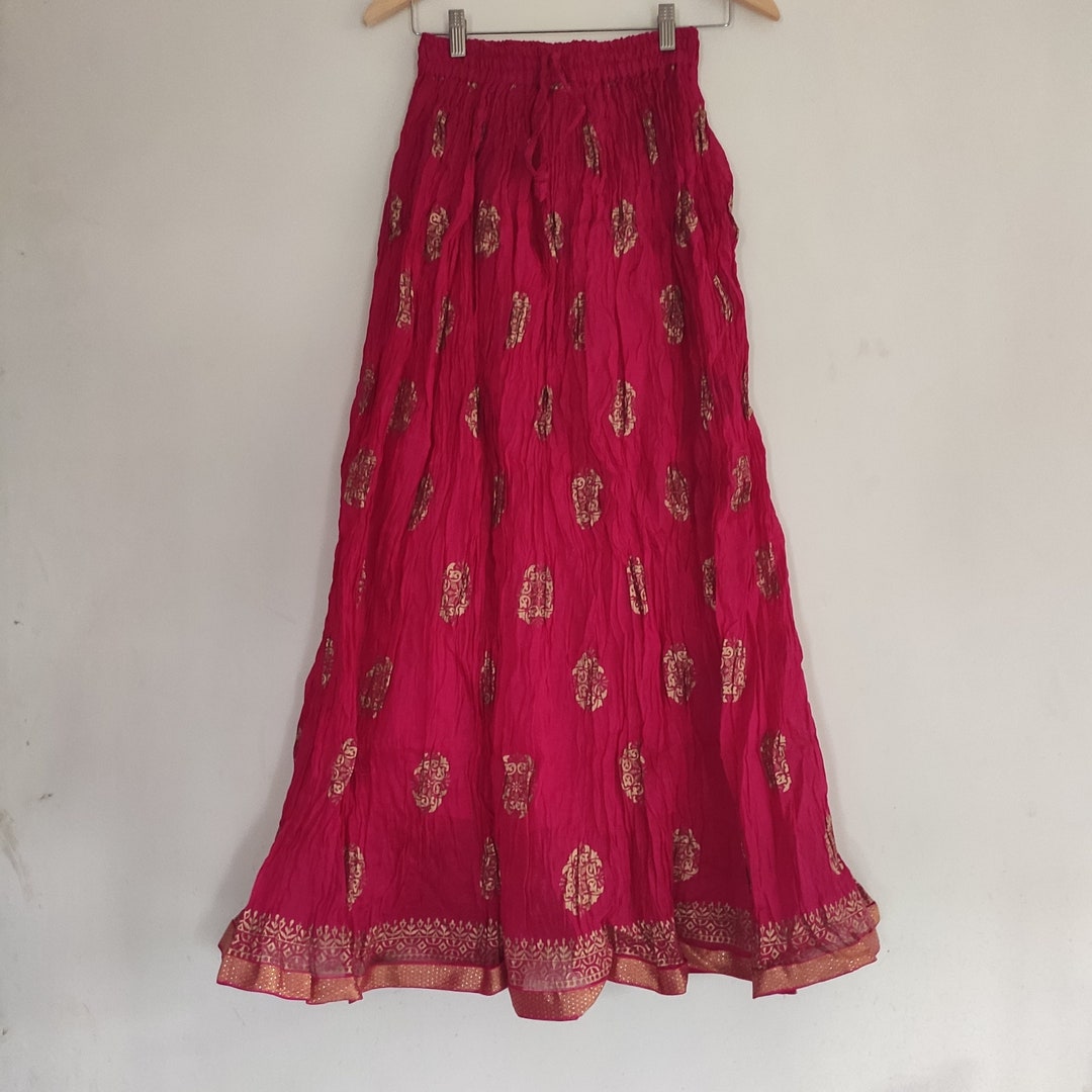 Pink Indian Long Skirt for Women. Cotton Flared Bottoms. Indian Skirt ...
