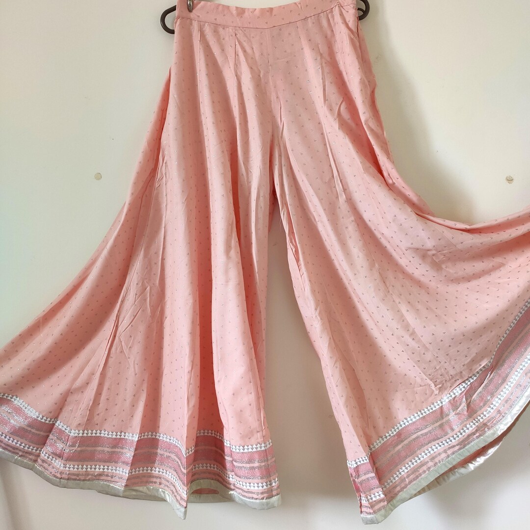 Indian Palazzo Pants Ethnic Bottoms Flared Skirt Like Wide Leg Pants - Etsy