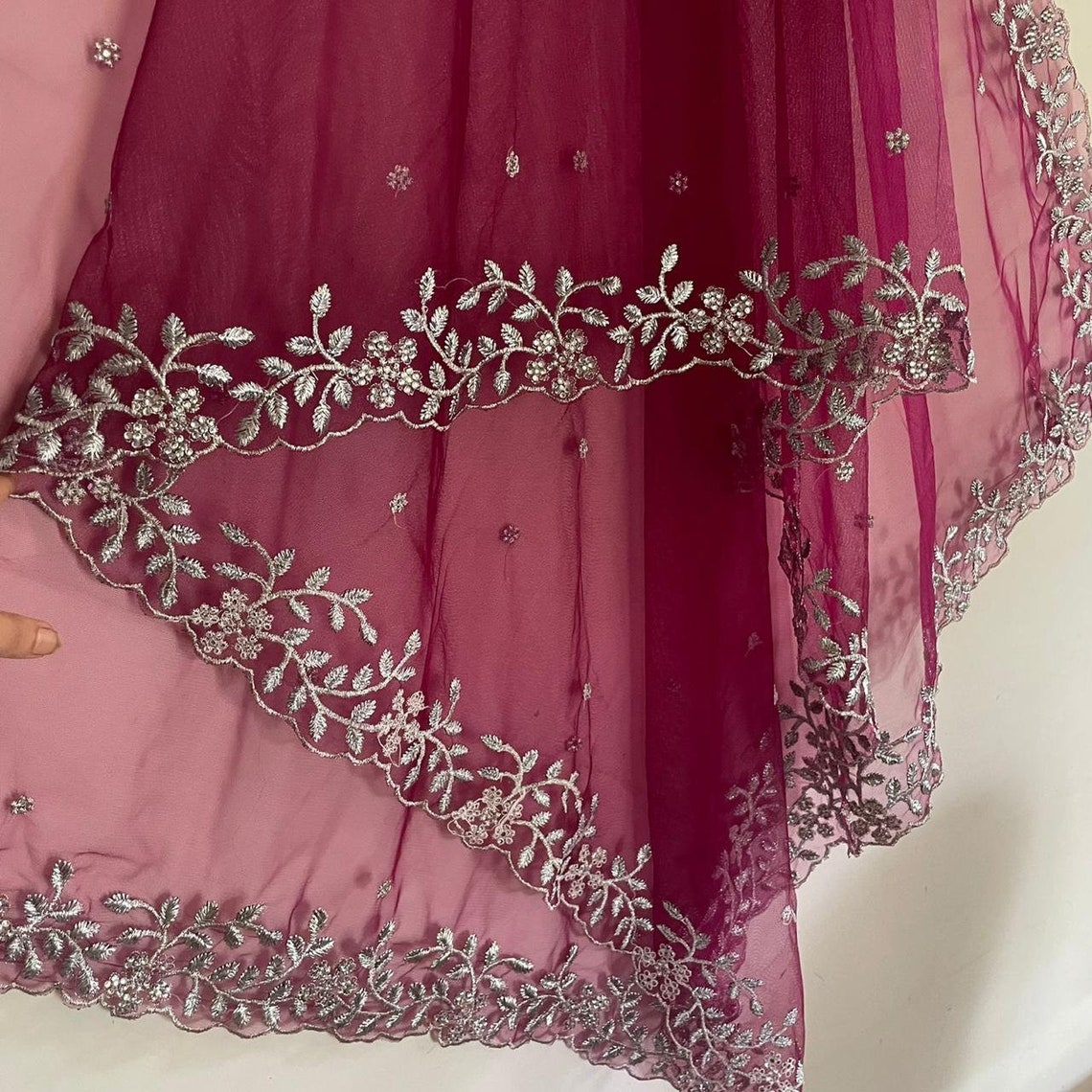 Plum Silver Dupatta With Silver Border. Indian Dupatta. Wine - Etsy