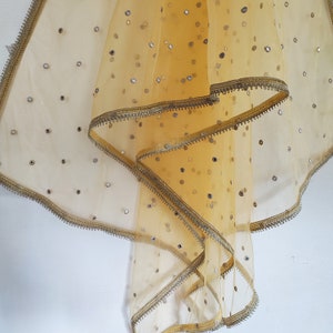 Yellow Indian Dupatta Party Wear | Long Net Embroidered Scarf | Punjabi ...