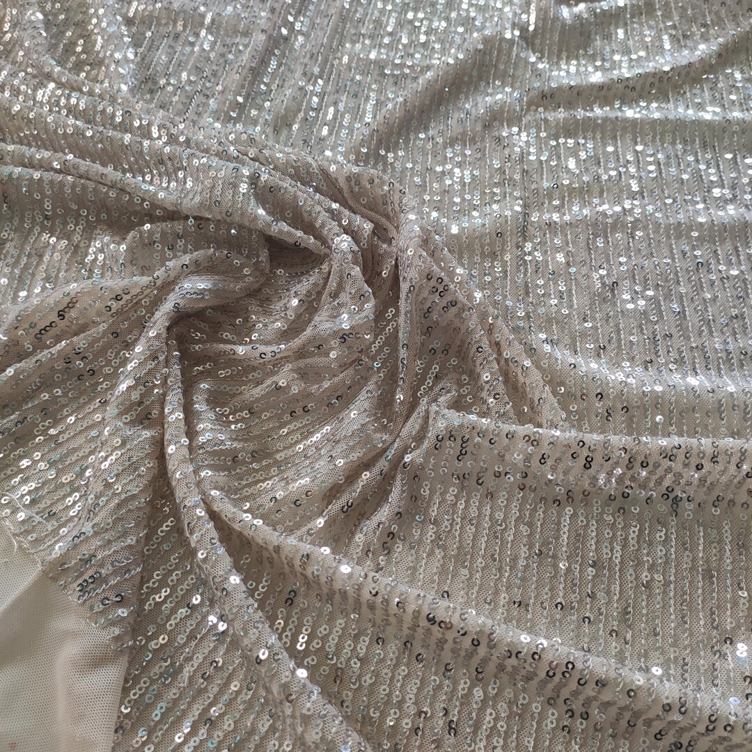 Stretchable Net With Sequins Embroidered Fabric by Yard | Fabric for ...