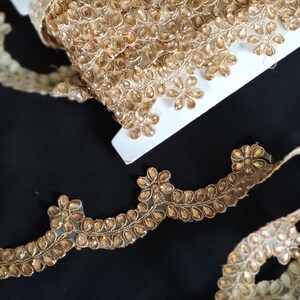 Gold Embroidered Trim, Saree Border Trims, Indian Trim, Gold Kundan ...