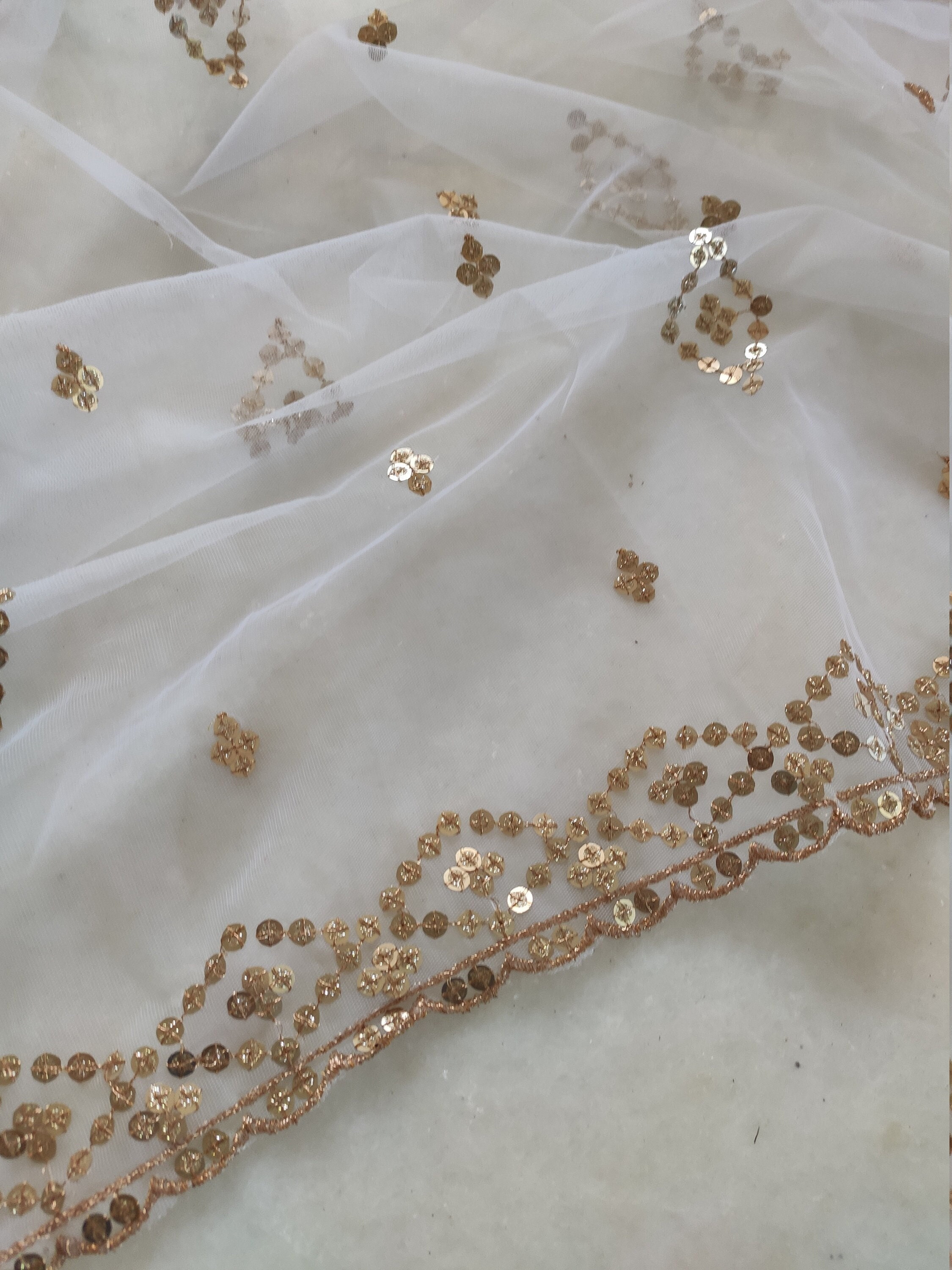 White Gold Net Bridal Dupatta for Women. Indian Veil - Etsy