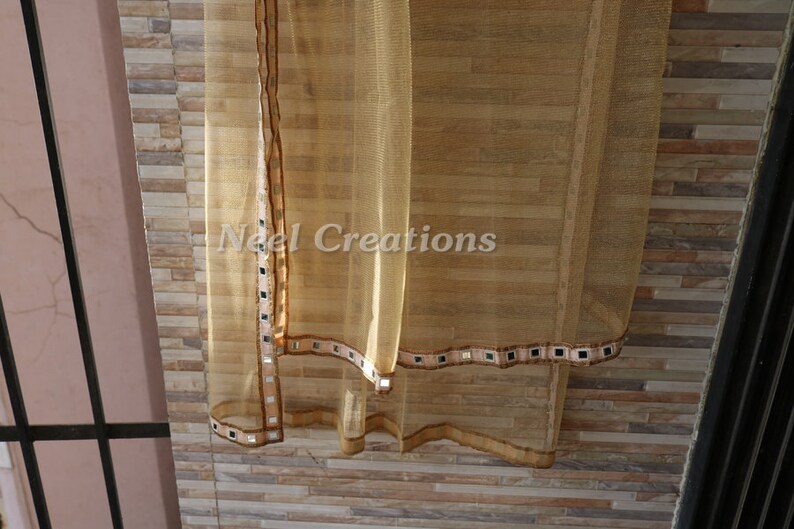 Golden Net Stole. Indian Scarf Net With Mirrors for Women - Etsy