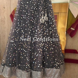 Grey Silver Lehenga Choli Dupatta Indian Designer Lengha Custom ...