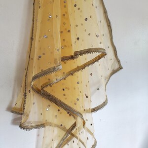 Yellow Indian Dupatta Party Wear | Long Net Embroidered Scarf | Punjabi ...